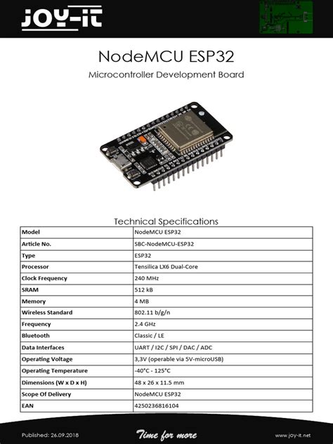 Sbc Nodemcu Esp32 Datasheet V122 Pdf Computers