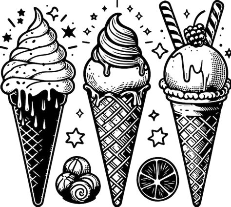 Premium Vector Ice Cream Black Outline Vector Illustration