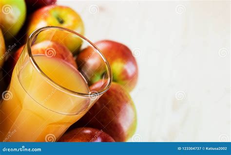 Glass Of Fresh Apple Cider Near Autumn Apples Stock Image Image Of