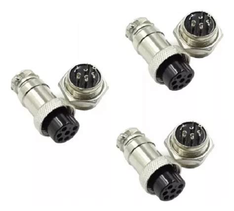 3 Piezas Conector De Aviacion Gx16 Con 7 Pines Macho Hembra Meses Sin