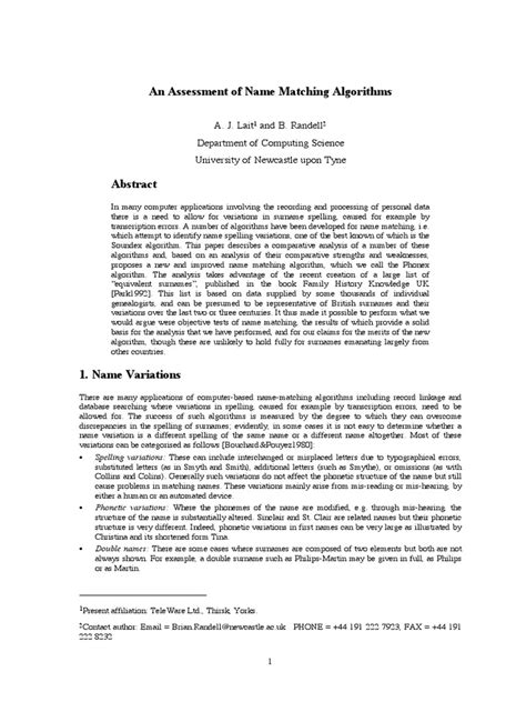 Name Matching Pdf Computing And Information Technology