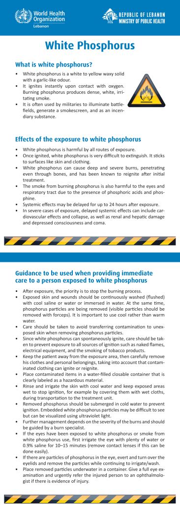 Effects Of And Response To Exposure To White Phosphorus Unhcr Lebanon