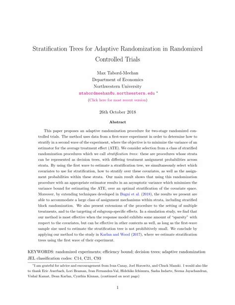 Pdf Stratiﬁcation Trees For Adaptive Randomization In · Stratiﬁcation Trees For Adaptive