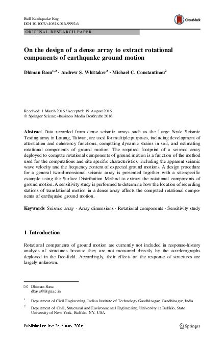 Pdf On The Design Of A Dense Array To Extract Rotational Components
