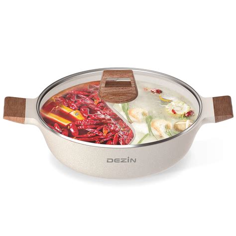 Dezin 5 QT Double Flavor Shabu Shabu Pot With Divider Dual Sided