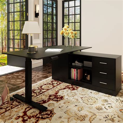 Homsee Home Office L Shaped Electric Standing Desk With