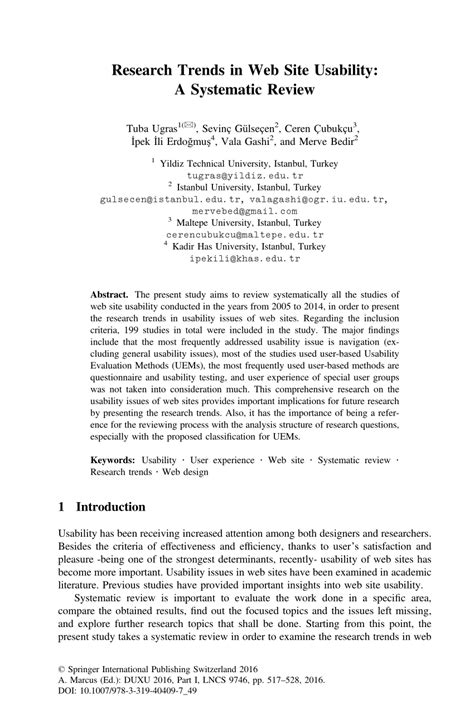 Pdf Research Trends In Web Site Usability A Systematic Review