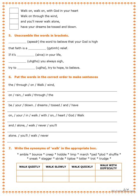 Youll Never Walk Alone Song And Vide English Esl Worksheets Pdf And Doc