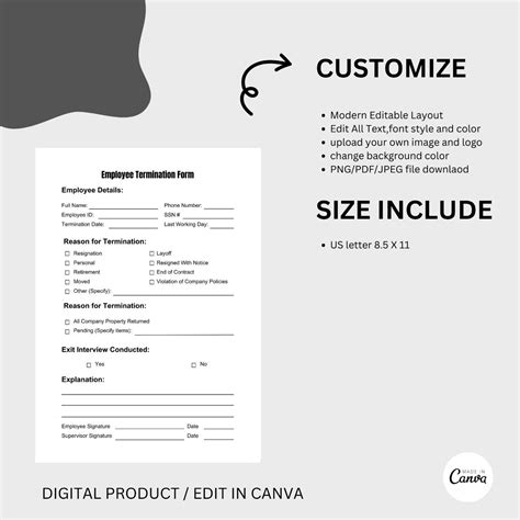 Employee Termination Form Printable Employee Termination Form Hr