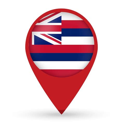 Puntero Del Mapa Del Estado De Hawai Con Sombra Sobre Fondo Blanco