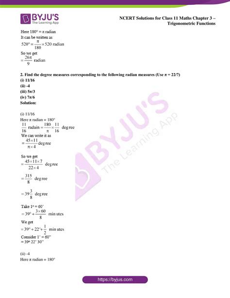 Ncert Solutions For Class 11 Maths Chapter 3 Exercise 3 1 Trigonometric Functions