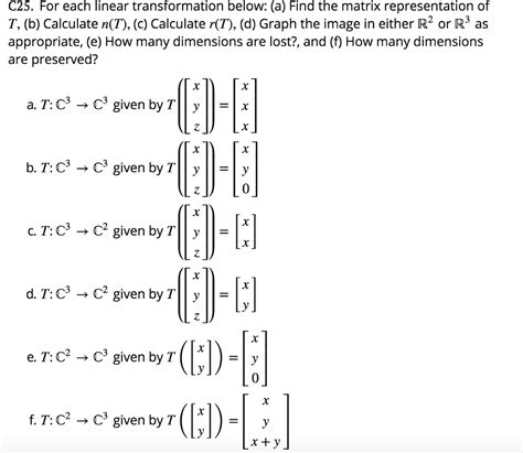 Solved For Each Linear Transformation Below A Find The Chegg