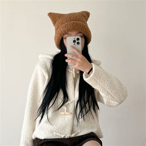 블루씨티 [md소장] 데빌 캣츠 뽀글이 고양이귀 뿔 비니 모자 5color