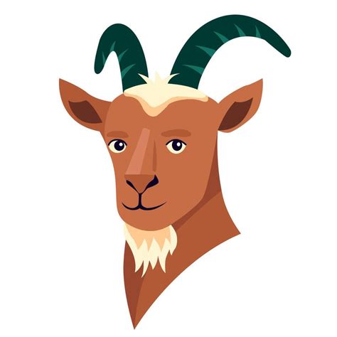 Cute Muzzle Of A Brown Goat With Crooked Horns 17637504 Vector Art At