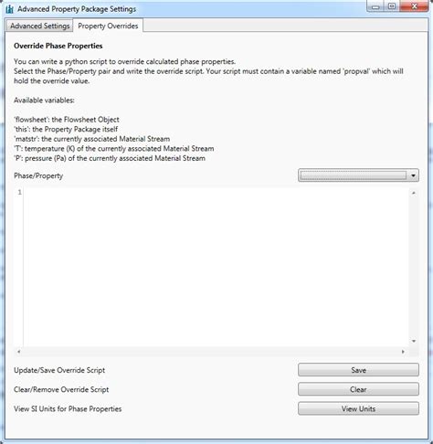 Overriding Calculated Properties DWSIM Open Source Chemical Process Simulator