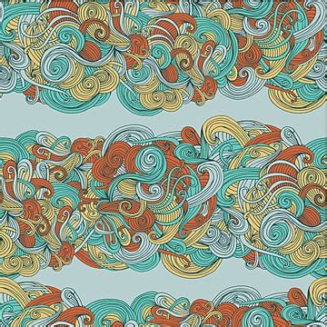 Abstract Seamless Hand Drawn Wave Pattern Doodle Seamless Background