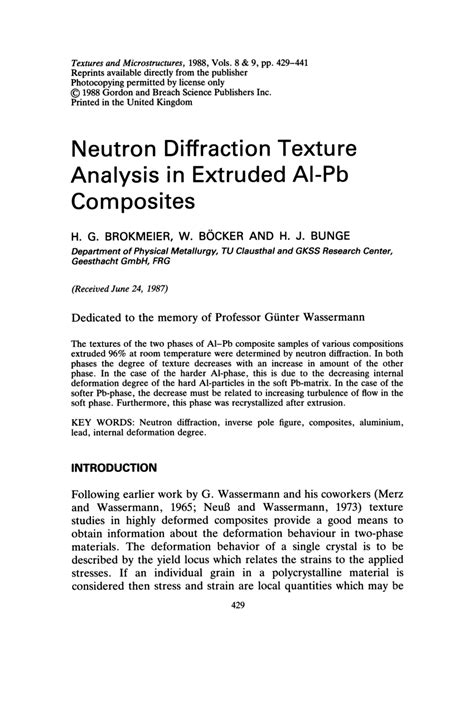 PDF Neutron Diffraction Texture Analysis In Extruded Al Pb Composites