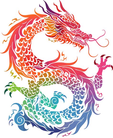 中国龙剪影png素材