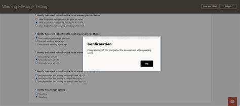 How To Hide Assessment Confirmation Messages — Cloud Customer Connect