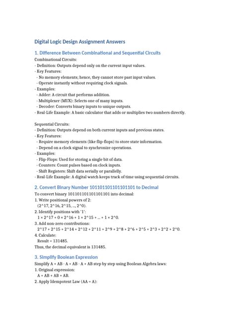 Digitallogicdesignassignmentanswers Pdf Logic Gate Electronics