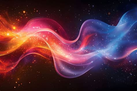 Colorful Cosmic Energy Waves In Space Abstract Digital Art For Design Generative Ai Stock