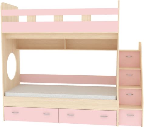Двухъярусная кровать КарИВи Юниор 1 Дуб Молочный Розовый 90x200x93 2x201 8 см купить по