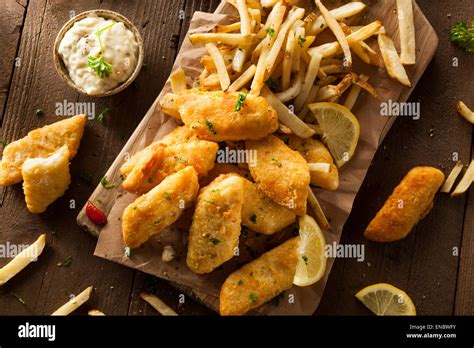 Crispy Fish And Chips With Tartar Sauce Stock Photo Alamy