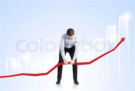 Woman With Statistics Curve Stock Image Colourbox