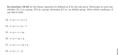 Solved In Exercises Let The Binary Operation Be Chegg
