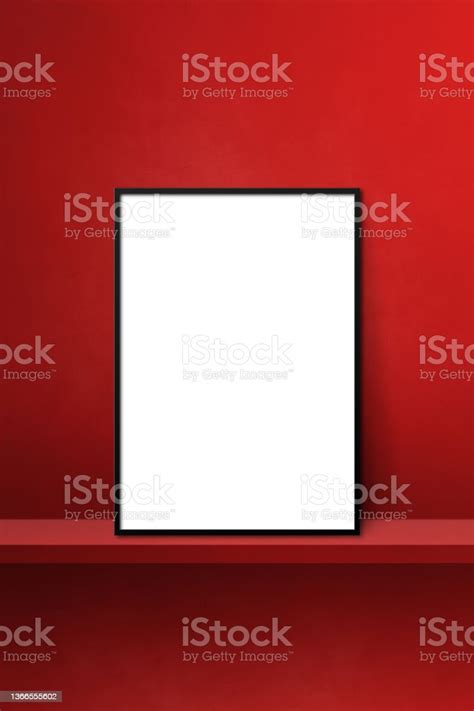빨간색 선반에 기대어 검은 색 그림 프레임 3d 일러스트레이션 세로 배경 0명에 대한 스톡 사진 및 기타 이미지 0명 공란