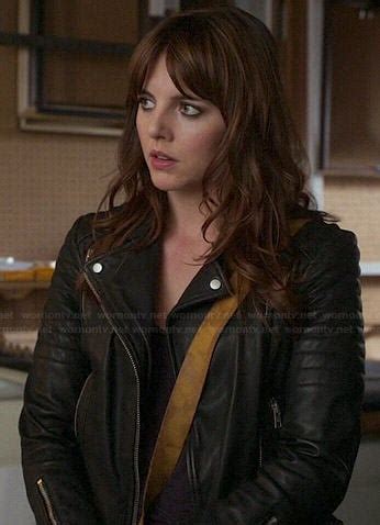 Wornontv Kittys Black Leather Jacket With Quilted Sleeves On
