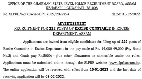 Assam Police Recruitment 2023 For 222 Excise Constable Posts Apply Here