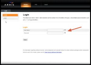 Arris Router Login Default Name Password IP Address