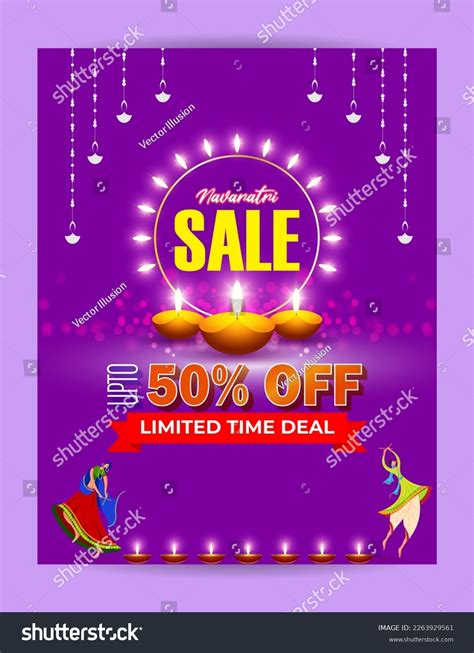 Vector Illustration Happy Navratri Sale Banner Stock Vector Royalty
