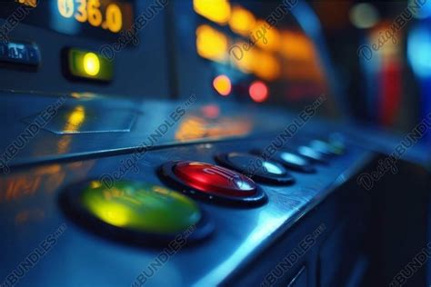 Control Panel With Illuminated Buttons Glowing In The Dark