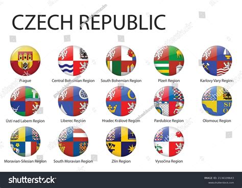 All Flags Regions Czech Republic Glossy Stock Vector Royalty Free
