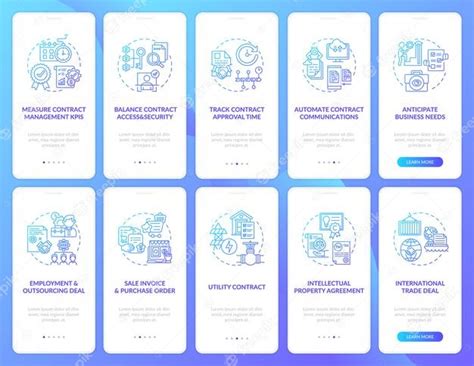 Premium Vector Contract Management Onboarding Mobile App Page Screens Set