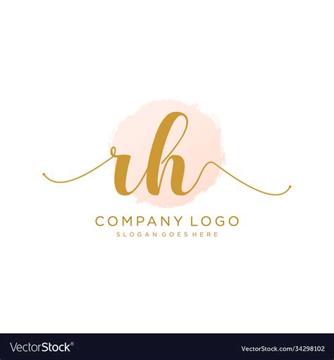 Initial Rh Handwriting Logo With Circle Template Vector Image