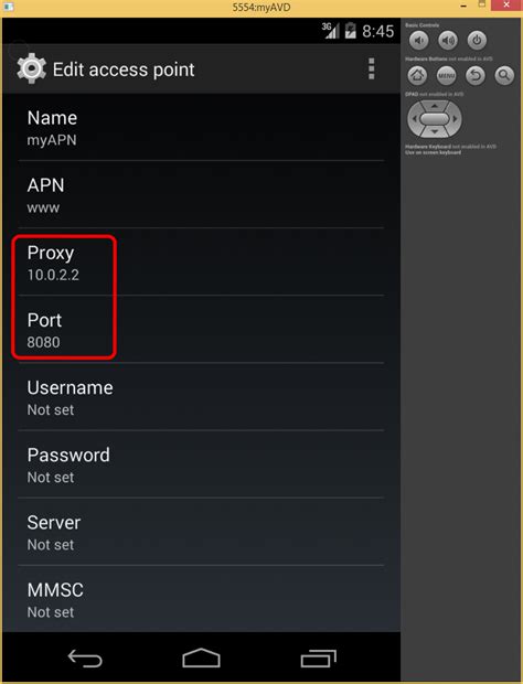 Android AVD y Proxy Configuración Emulador Abraza la Web