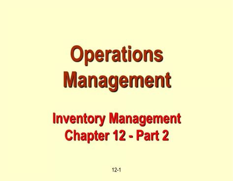 PPT Operations Management Inventory Management Chapter Part PowerPoint Presentation