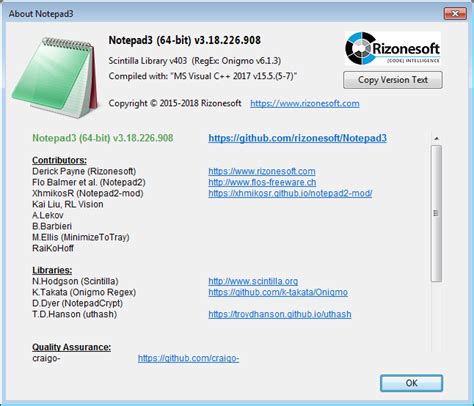 About Dialog Issue Rizonesoft Notepad GitHub