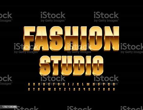 벡터 엘리트 사인 패션 스튜디오 골드 3d 알파벳 문자 및 숫자 세트 Fashion Show에 대한 스톡 벡터 아트 및 기타
