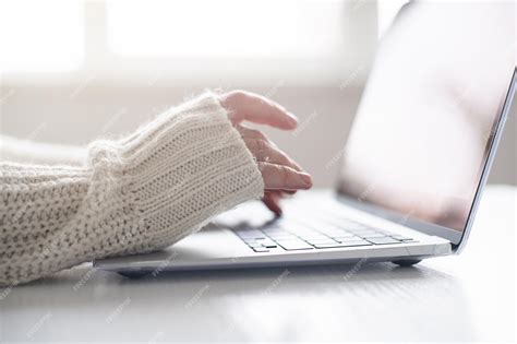 Premium Photo Female Hands Using Laptop Keyboard Closeup Home Office Concept