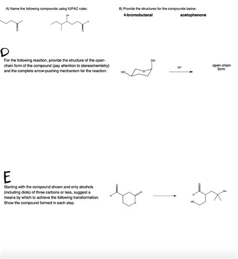 solved a name the following compounds using iupac rules b provide the structures for the
