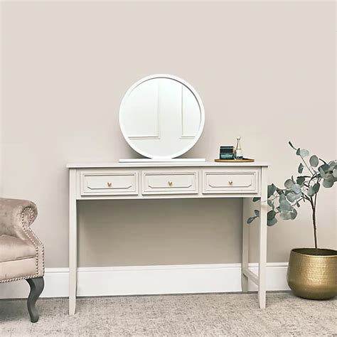 Melody Maison Round White And Silver Freestanding Table Top Mirror