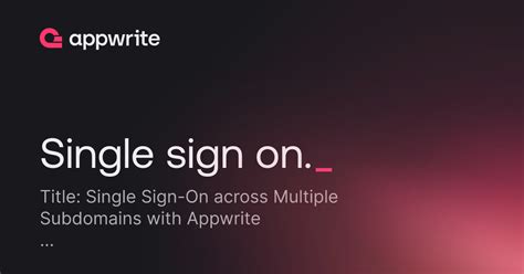 Single Sign On Threads Appwrite
