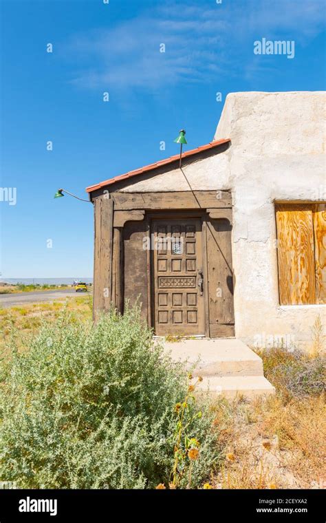 Carved Door In Old Desert Buildingf Along Highway Route 66 Arizona