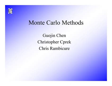 Monte Carlo Methods