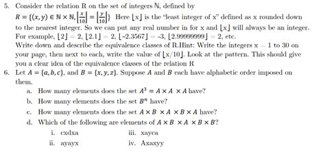 Solved 5 Consider The Relation R On The Set Of Integers N Chegg Com