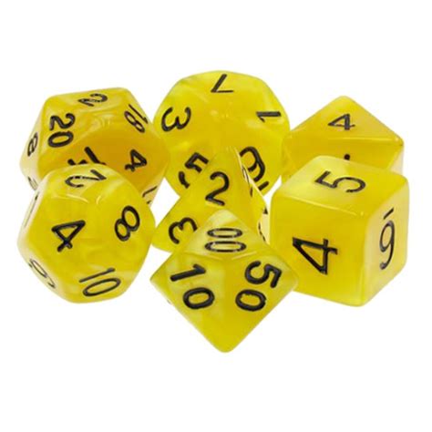 Polyhedral Dice Set Yellow Pearl 7 Dice The Relentless Dragon Game